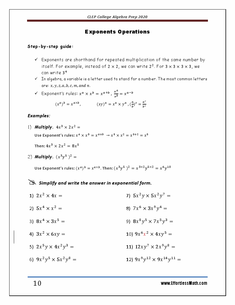 CLEP College Algebra Prep 2020: A Comprehensive Review and Step-By-Step ...