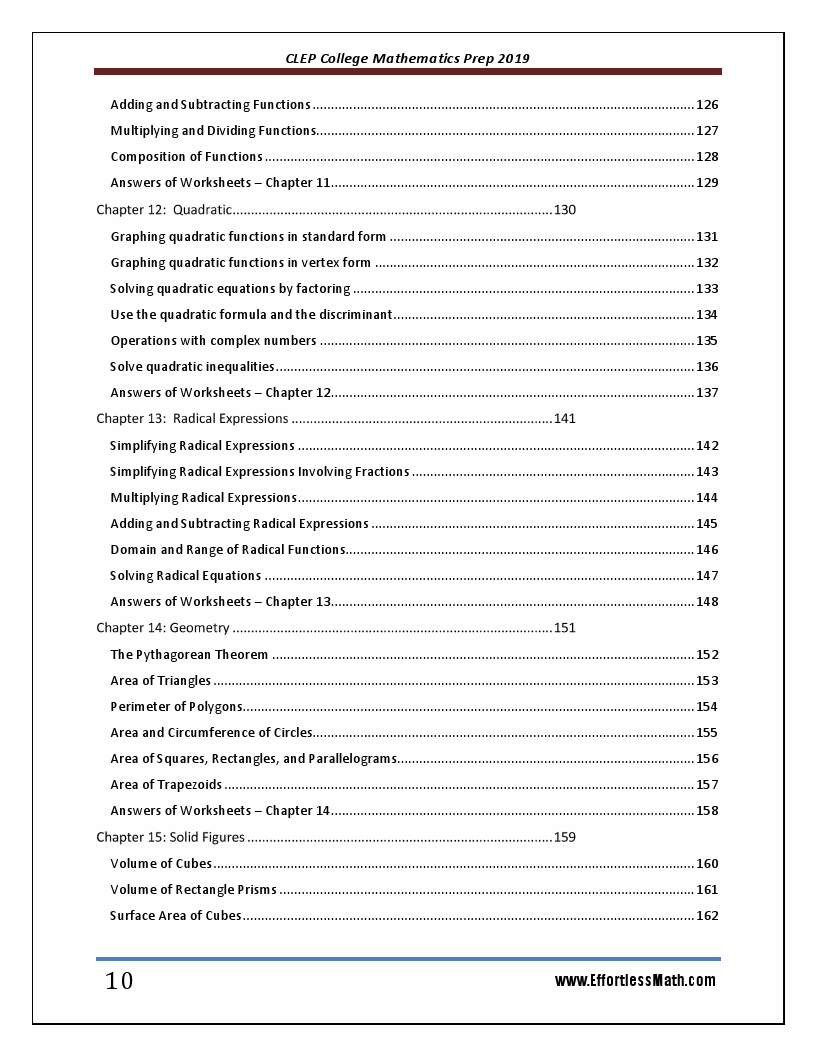 CLEP College Mathematics Prep 2019: A Comprehensive Review and Ultimate ...