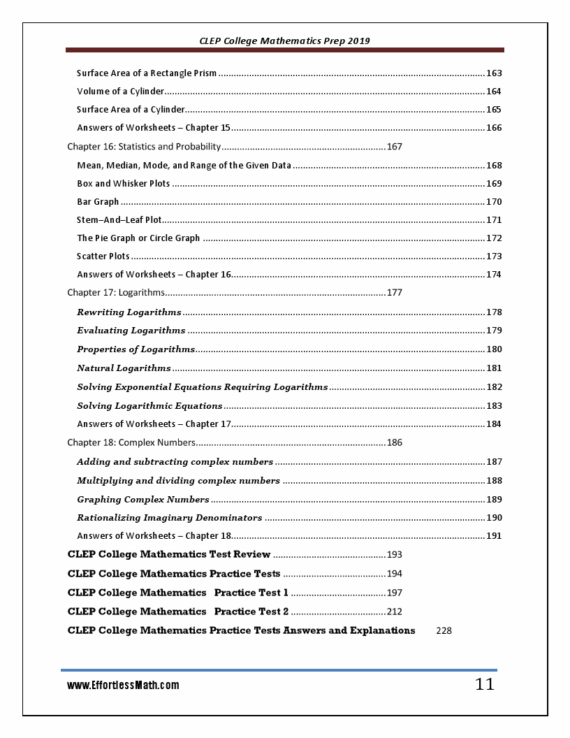 CLEP College Mathematics Prep 2019: A Comprehensive Review and Ultimate ...