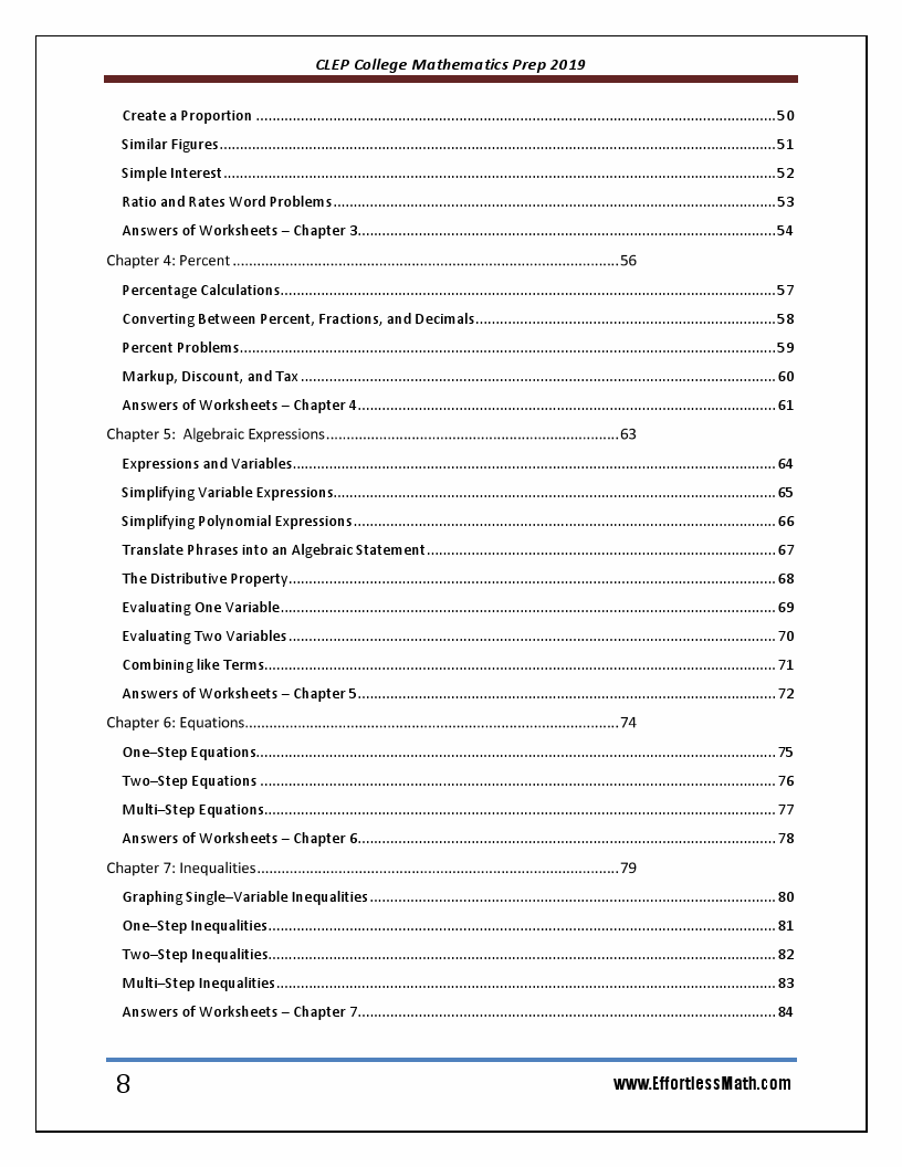 CLEP College Mathematics Prep 2019: A Comprehensive Review and Ultimate ...