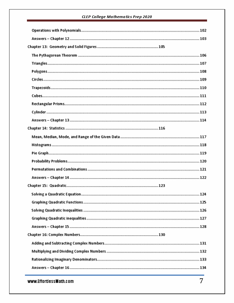 CLEP College Mathematics Prep 2020: A Comprehensive Review and Step-By ... CLEP College Mathematics Prep 2020: A Comprehensive Review and Step-By ...