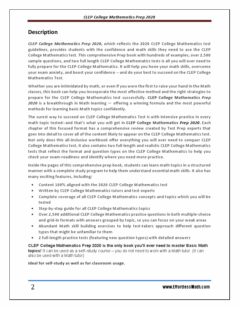 CLEP College Mathematics Prep 2020: A Comprehensive Review and Step-By ... CLEP College Mathematics Prep 2020: A Comprehensive Review and Step-By ...