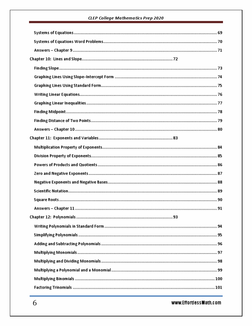 CLEP College Mathematics Prep 2020: A Comprehensive Review and Step-By ...