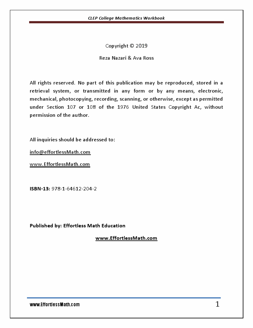 CLEP College Mathematics Workbook 2019-2020: Extra Practice for an ...