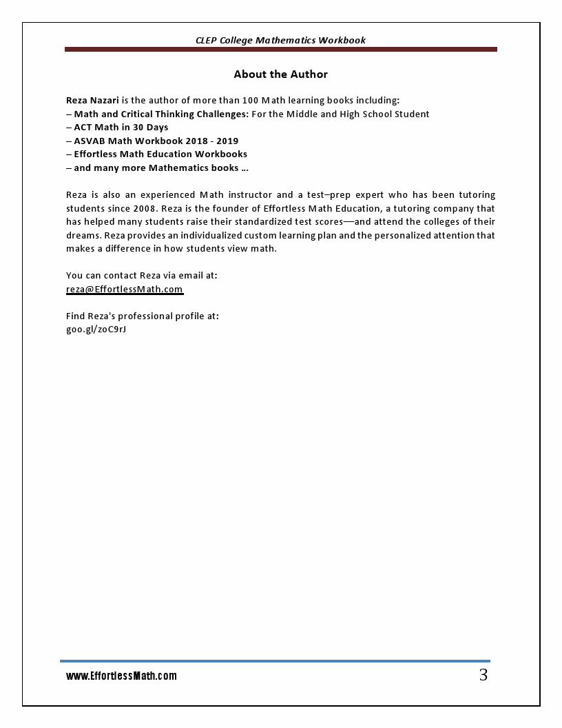 CLEP College Mathematics Workbook 2019-2020: Extra Practice for an ...