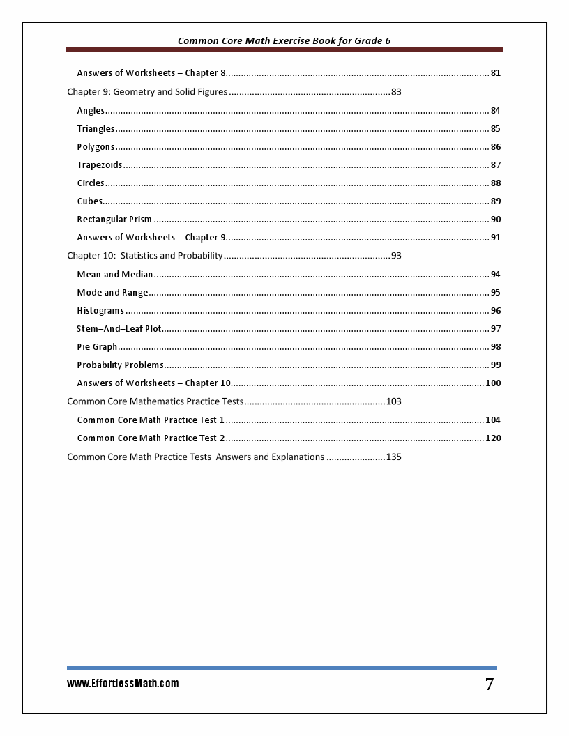 Common Core Math Exercise Book for Grade 6: Student Workbook and Two ...