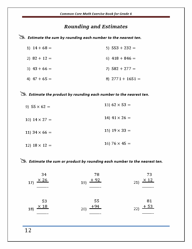 Common Core Math Exercise Book for Grade 6: Student Workbook and Two ...