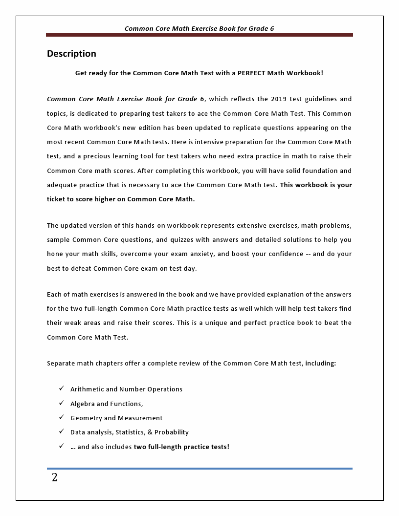 Common Core Math Exercise Book for Grade 6: Student Workbook and Two ...