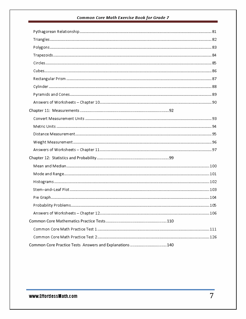 Common Core Math Exercise Book for Grade 7: Student Workbook and Two ...