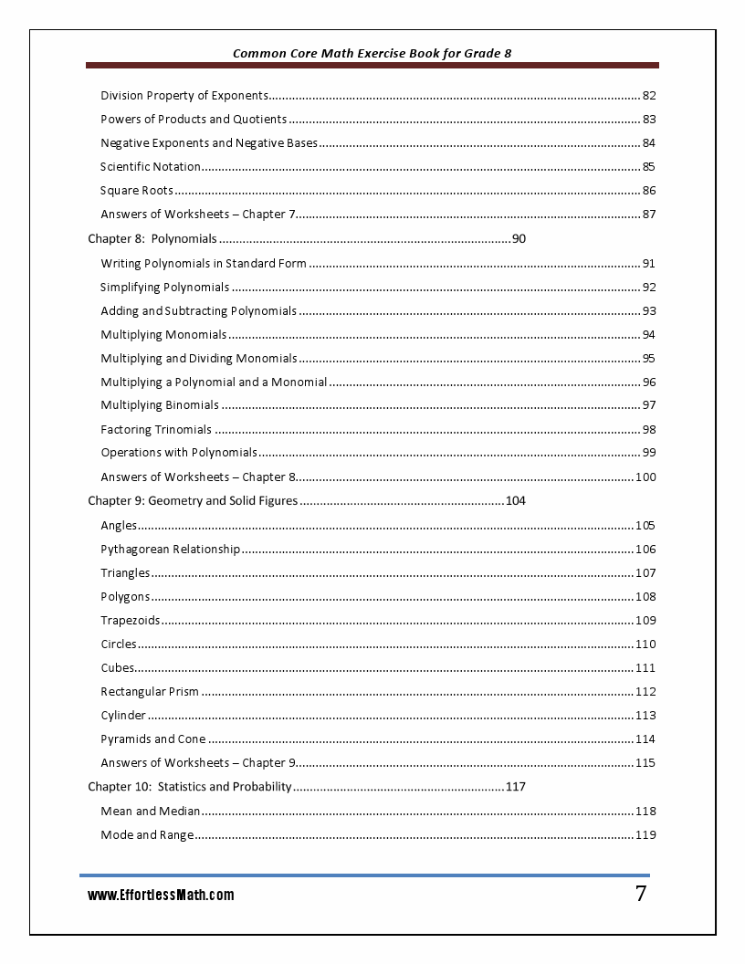 Common Core Math Exercise Book for Grade 8: Student Workbook and Two ...