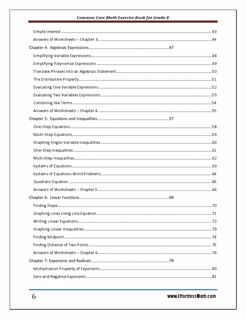 Common Core Math Exercise Book for Grade 8: Student Workbook and Two ...
