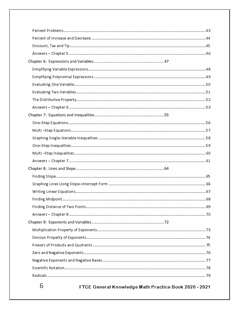 FTCE General Knowledge Math Preparation 2020 – 2021: FTCE Math Workbook ...