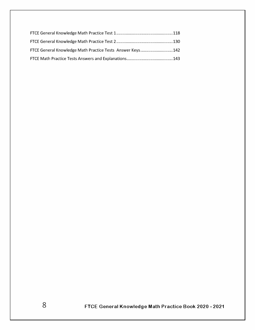 FTCE General Knowledge Math Preparation 2020 – 2021: FTCE Math Workbook ...