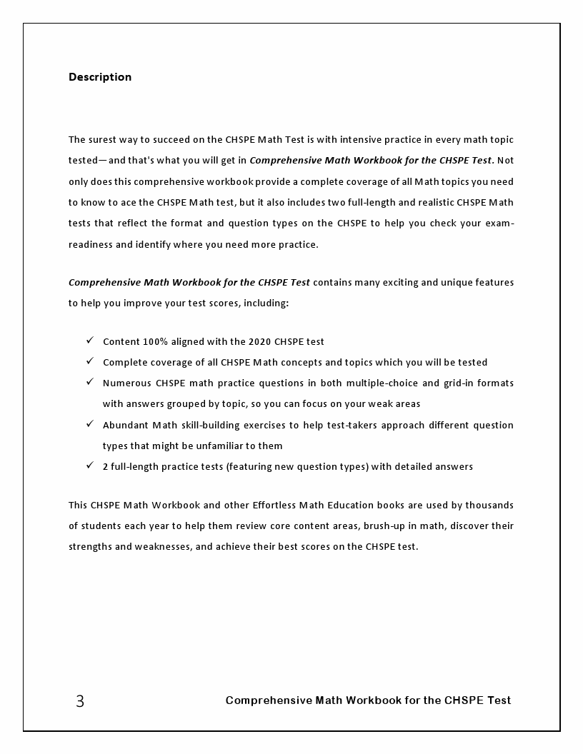 Comprehensive Math Workbook for the CHSPE Test: Student Workbook and 2 ...