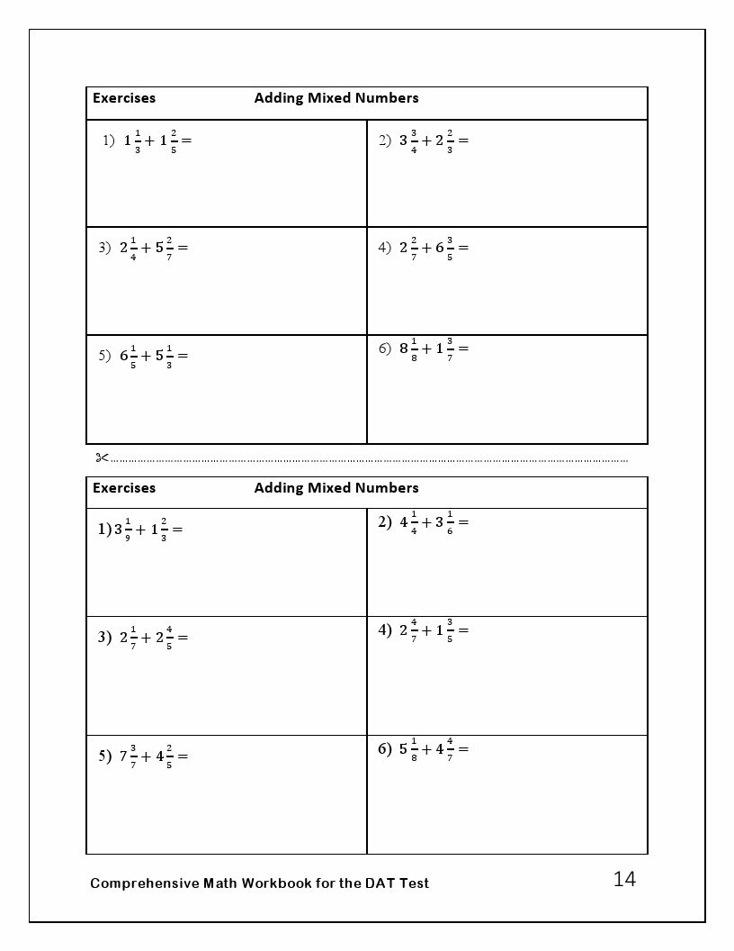 Comprehensive Math Workbook for the DAT Test: Student Workbook and 2 ...