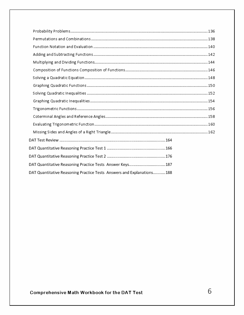 Comprehensive Math Workbook for the DAT Test: Student Workbook and 2 ...