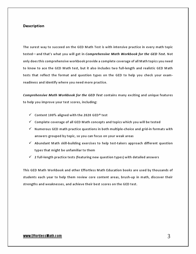 Comprehensive Math Workbook for the GED Test: Student Workbook and 2 ...