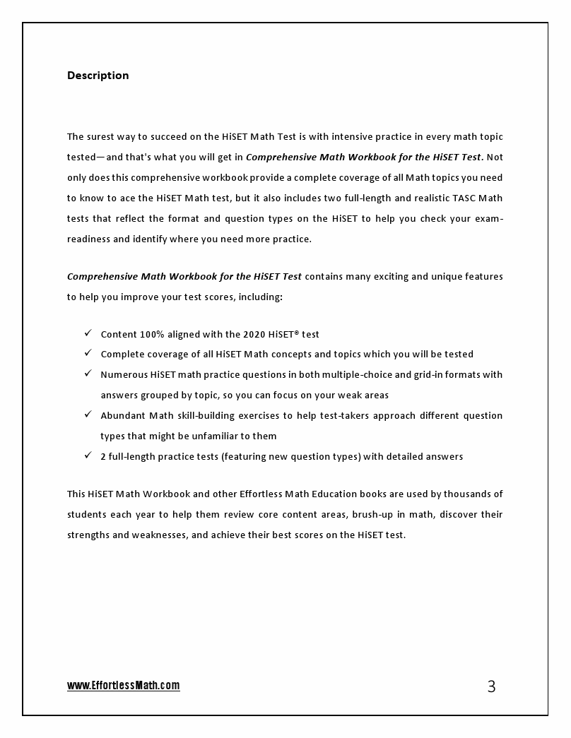 Comprehensive Math Workbook for the HiSET Test: Student Workbook and 2 ...