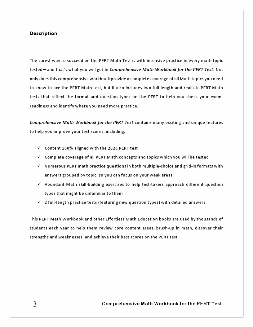 Comprehensive Math Workbook for the PERT Test: Student Workbook and 2 ...