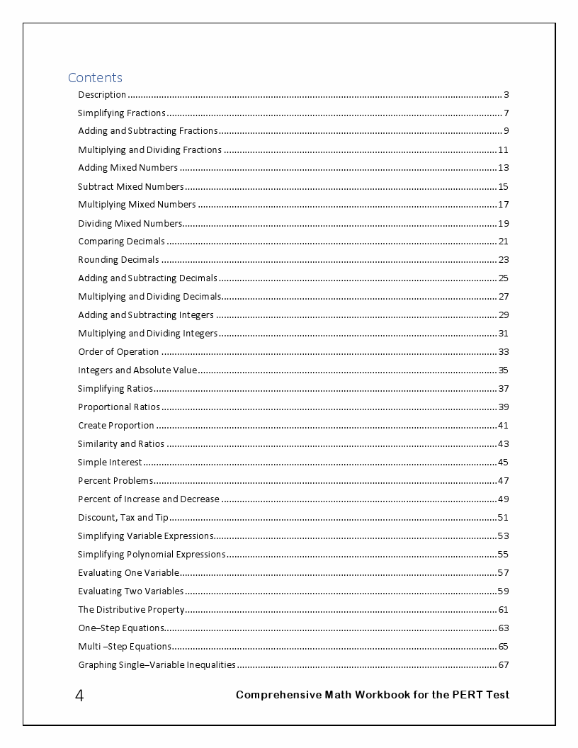 Comprehensive Math Workbook for the PERT Test: Student Workbook and 2 ...