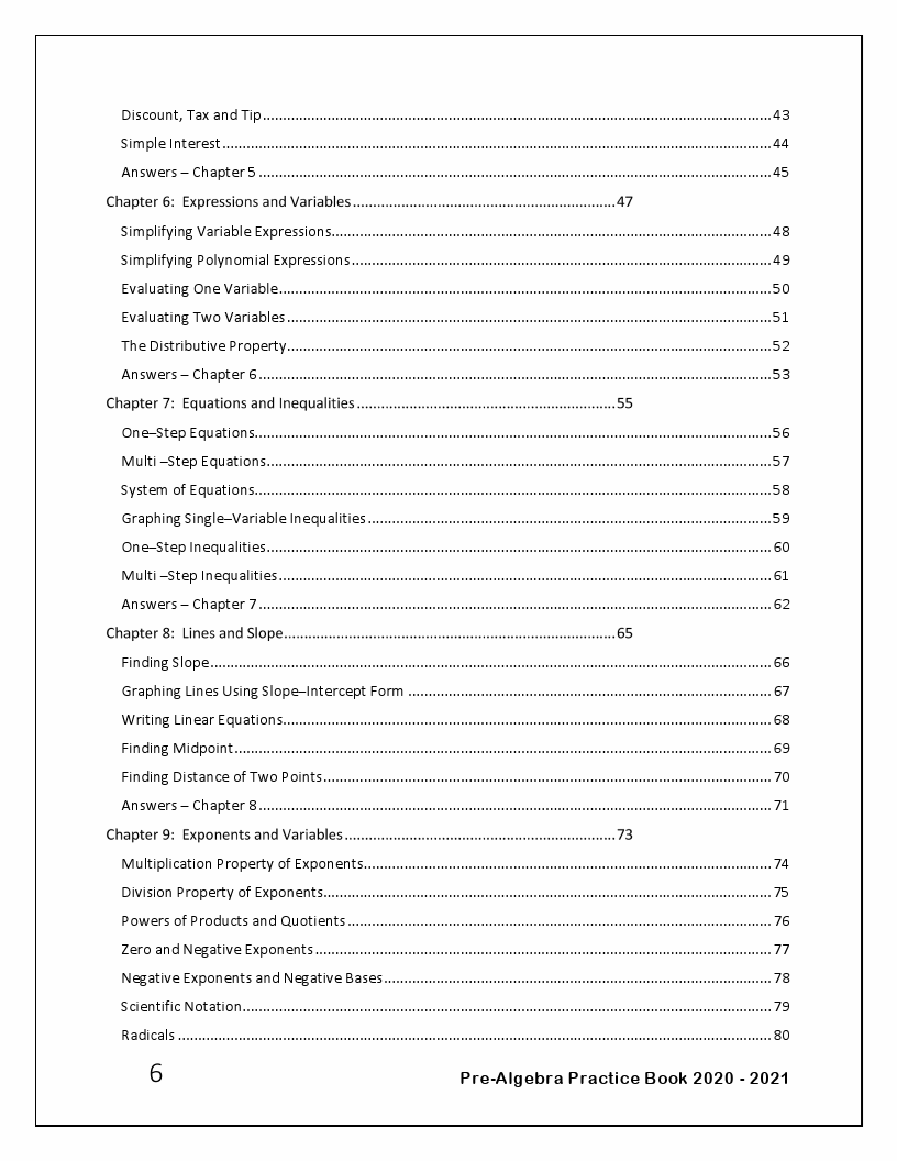 Comprehensive Pre-Algebra Practice Book 2020 – 2021: Complete Coverage ...