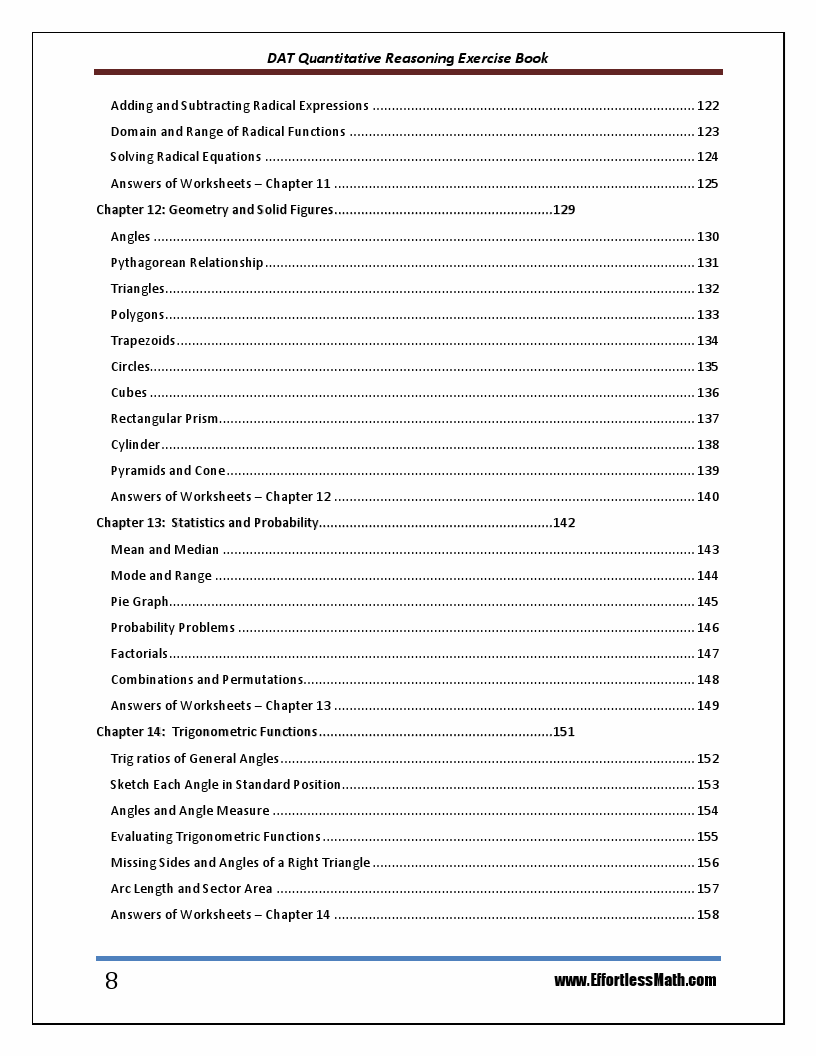 DAT Quantitative Reasoning Exercise Book: Student Workbook and Two ... DAT Quantitative Reasoning Exercise Book: Student Workbook and Two ...