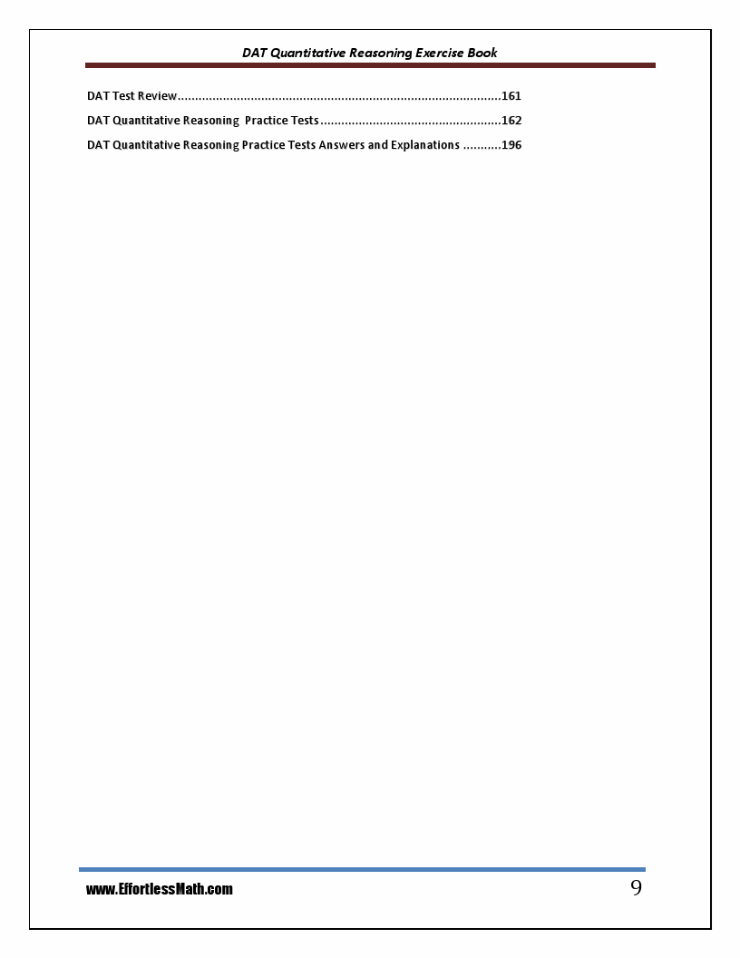 DAT Quantitative Reasoning Exercise Book: Student Workbook and Two ...