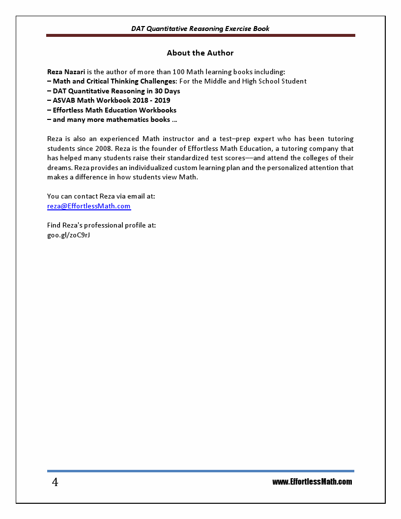 DAT Quantitative Reasoning Exercise Book: Student Workbook and Two ...