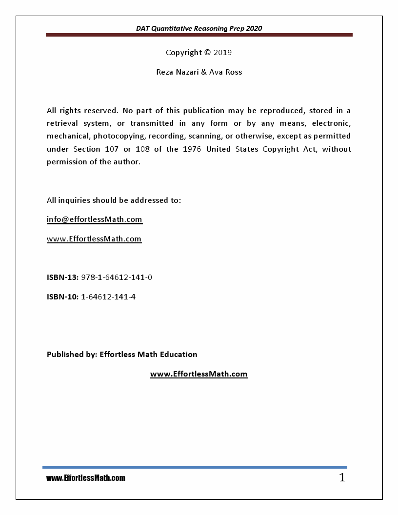 DAT Quantitative Reasoning Prep 2020: A Comprehensive Review and Step ...