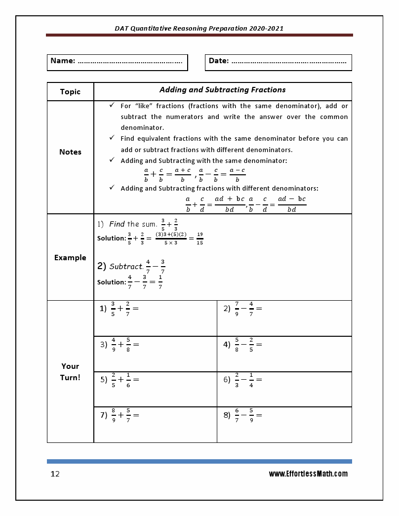 DAT Quantitative Reasoning Preparation 2020 – 2021: DAT Math Workbook ... DAT Quantitative Reasoning Preparation 2020 – 2021: DAT Math Workbook ...
