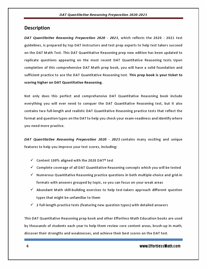 DAT Quantitative Reasoning Preparation 2020 – 2021: DAT Math Workbook ...
