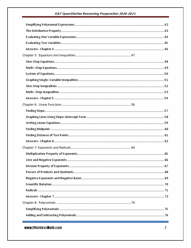 DAT Quantitative Reasoning Preparation 2020 – 2021: DAT Math Workbook ...