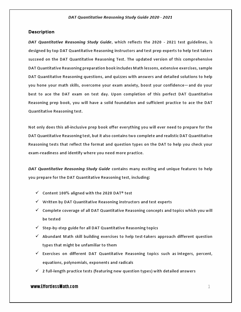 DAT Quantitative Reasoning Study Guide 2020 – 2021: A Comprehensive ...