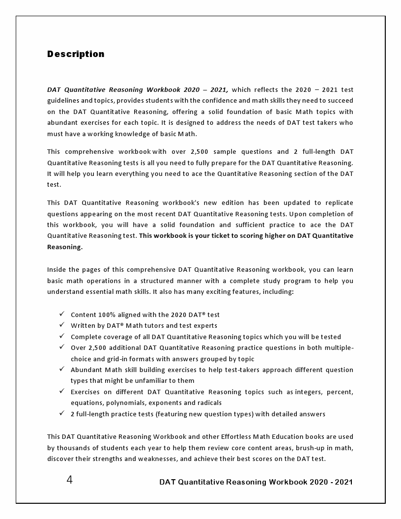 DAT Quantitative Reasoning Workbook 2020 – 2021: The Most Comprehensive ...