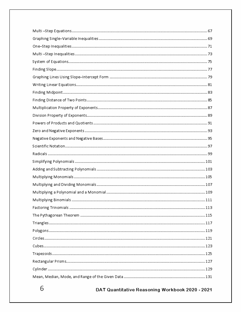 DAT Quantitative Reasoning Workbook 2020 – 2021: The Most Comprehensive ...