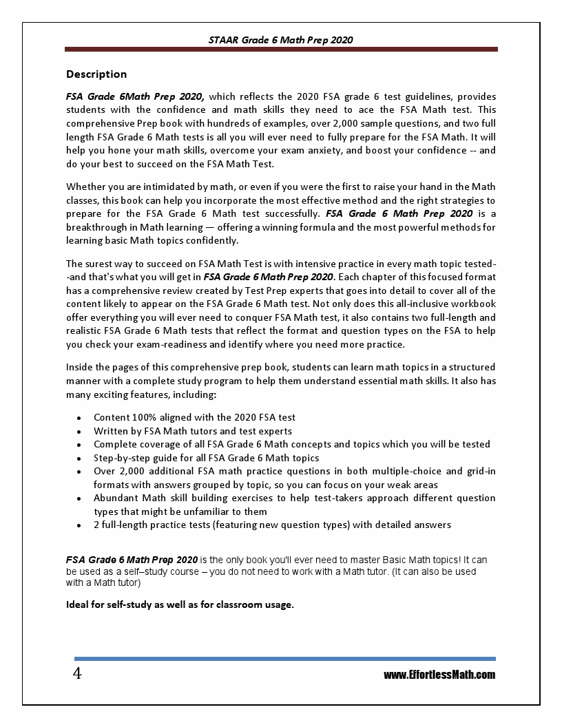 FSA Grade 6 Math Prep 2020: A Comprehensive Review and Step-By-Step ...