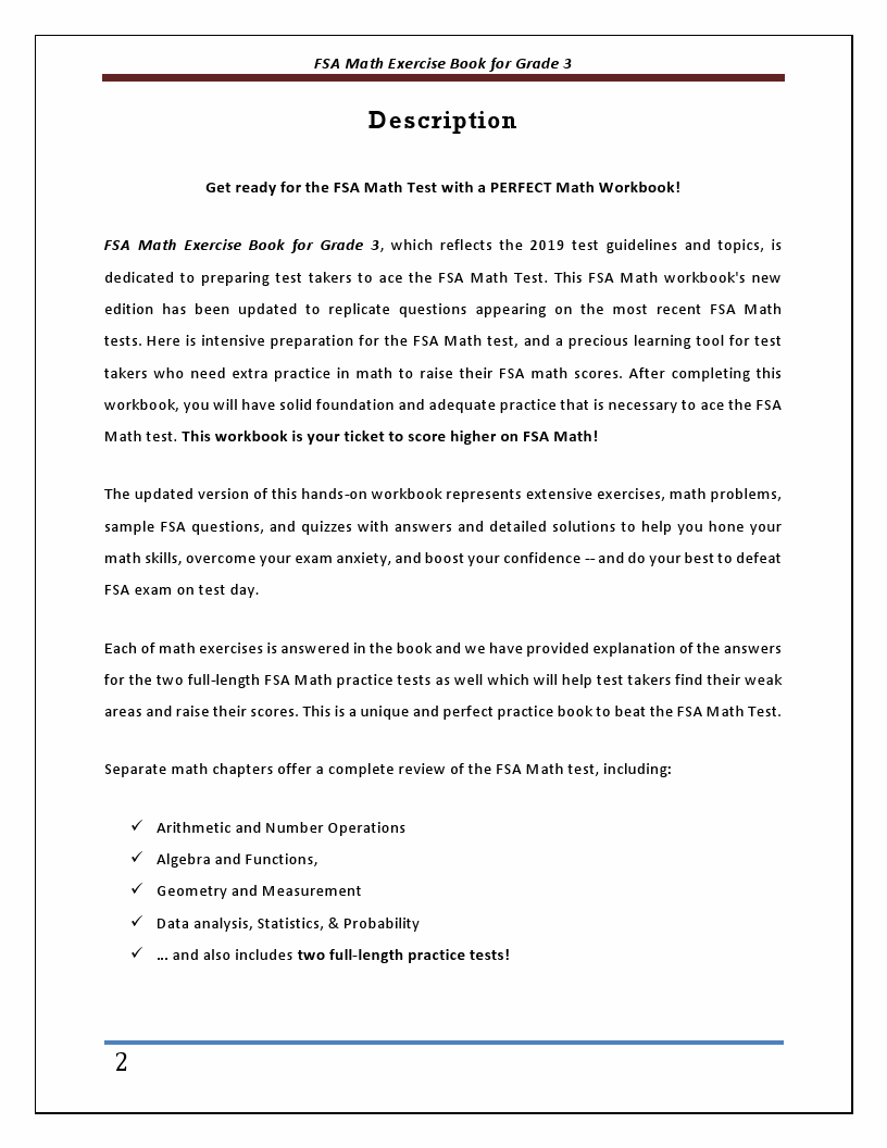 FSA Math Exercise Book for Grade 3: Student Workbook and Two Realistic ...