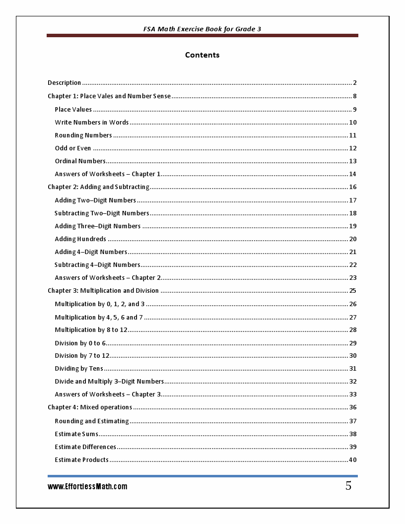 FSA Math Exercise Book for Grade 3: Student Workbook and Two Realistic ...