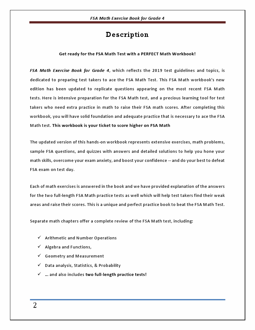 FSA Math Exercise Book for Grade 4: Student Workbook and Two Realistic ...