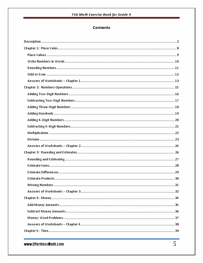 FSA Math Exercise Book for Grade 4: Student Workbook and Two Realistic ...