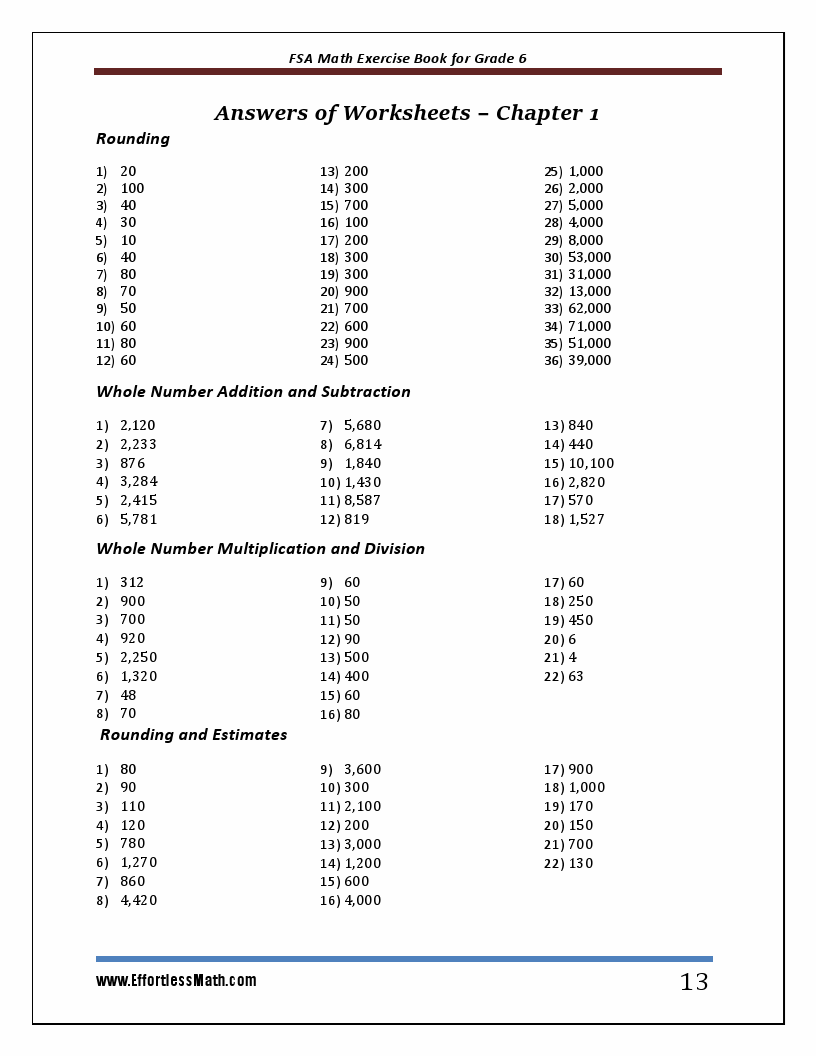 FSA Math Exercise Book for Grade 6: Student Workbook and Two Realistic ...