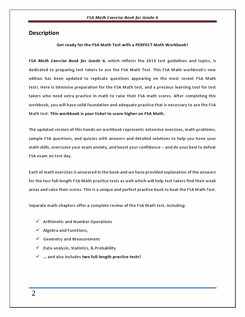 FSA Math Exercise Book for Grade 6: Student Workbook and Two Realistic ...