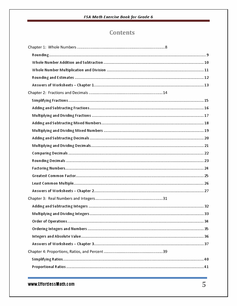 FSA Math Exercise Book for Grade 6: Student Workbook and Two Realistic ...