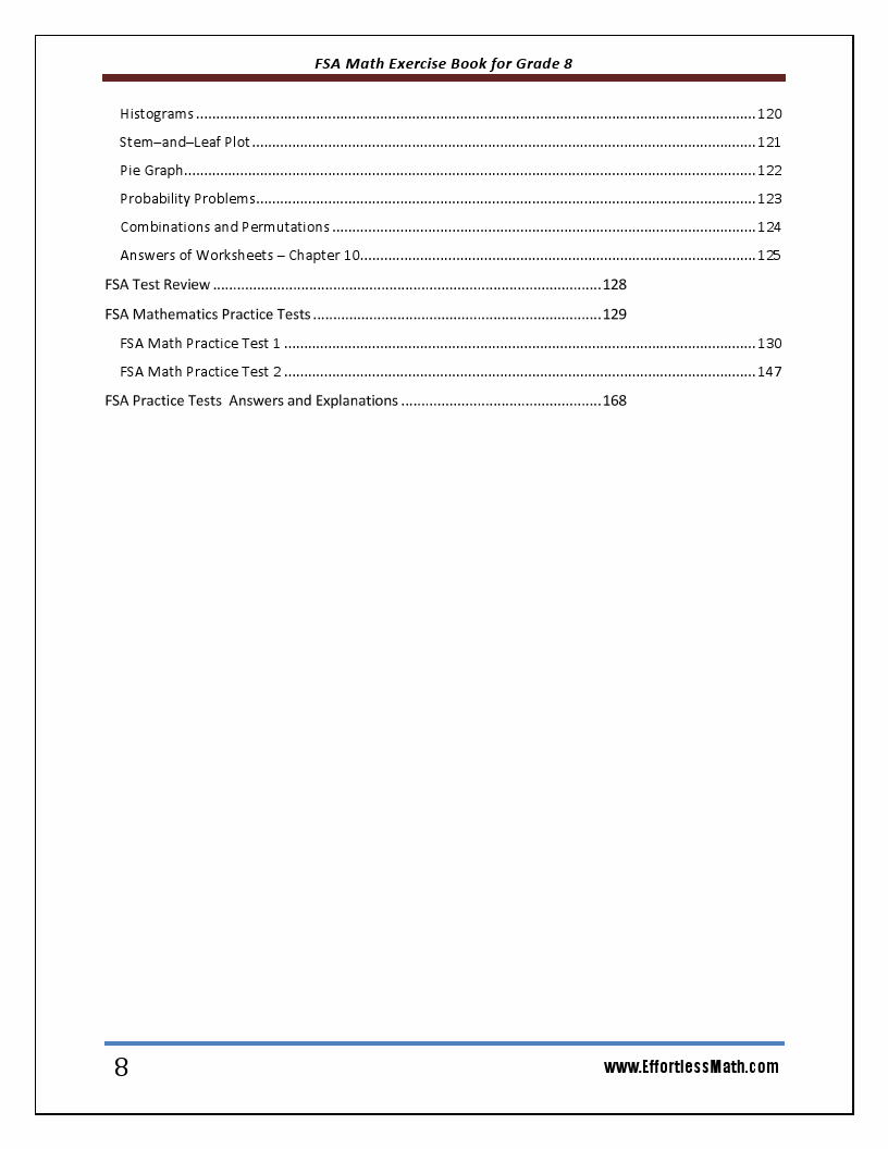 FSA Math Exercise Book for Grade 8: Student Workbook and Two Realistic ...