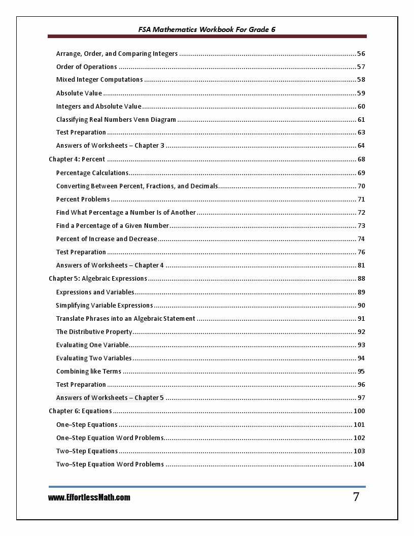 FSA Mathematics Workbook For Grade 6: Step-By-Step Guide to Preparing ...
