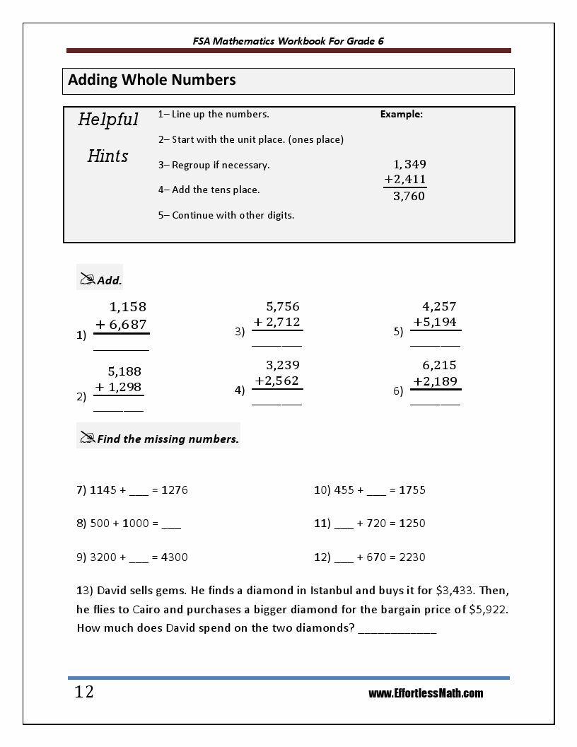 FSA Mathematics Workbook For Grade 6: Step-By-Step Guide to Preparing ...