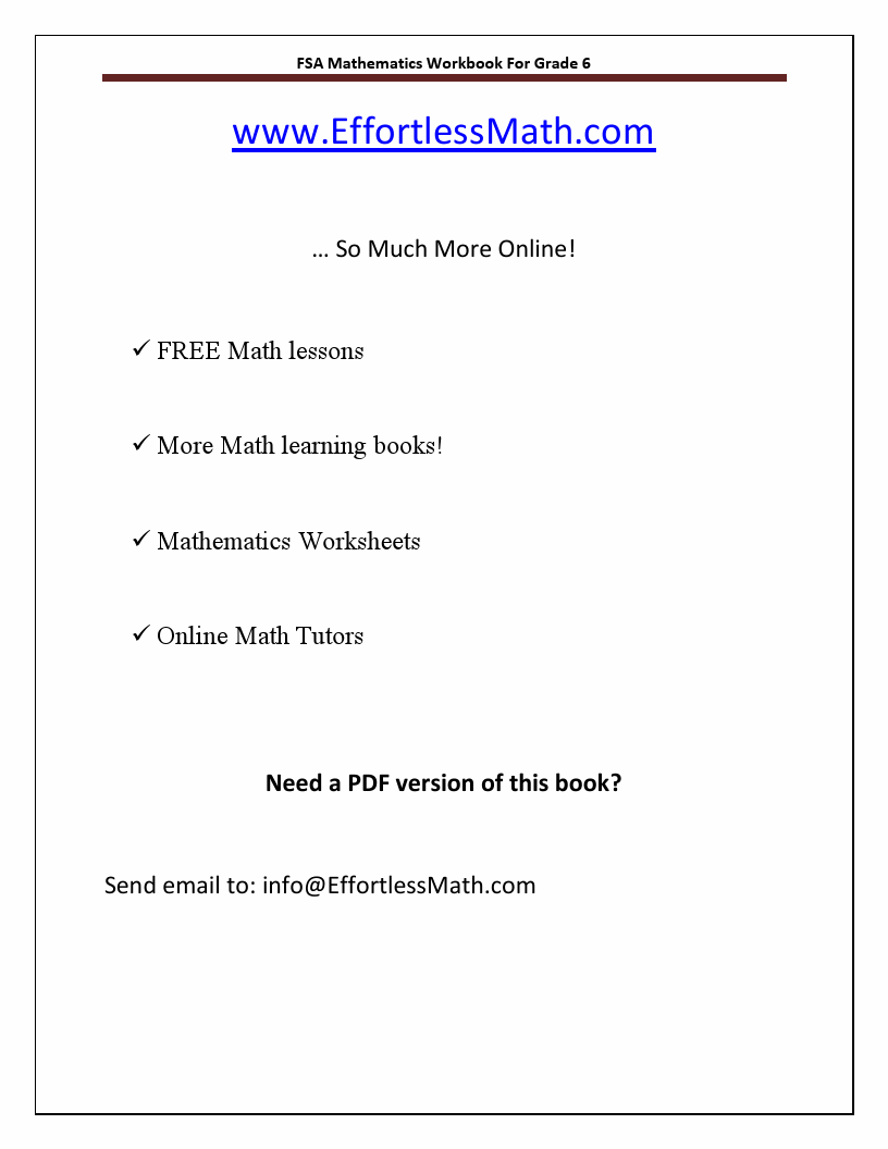 FSA Mathematics Workbook For Grade 6: Step-By-Step Guide to Preparing ...
