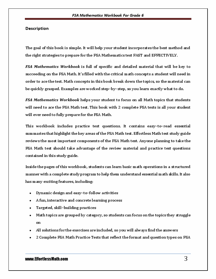 FSA Mathematics Workbook For Grade 6: Step-By-Step Guide to Preparing ...
