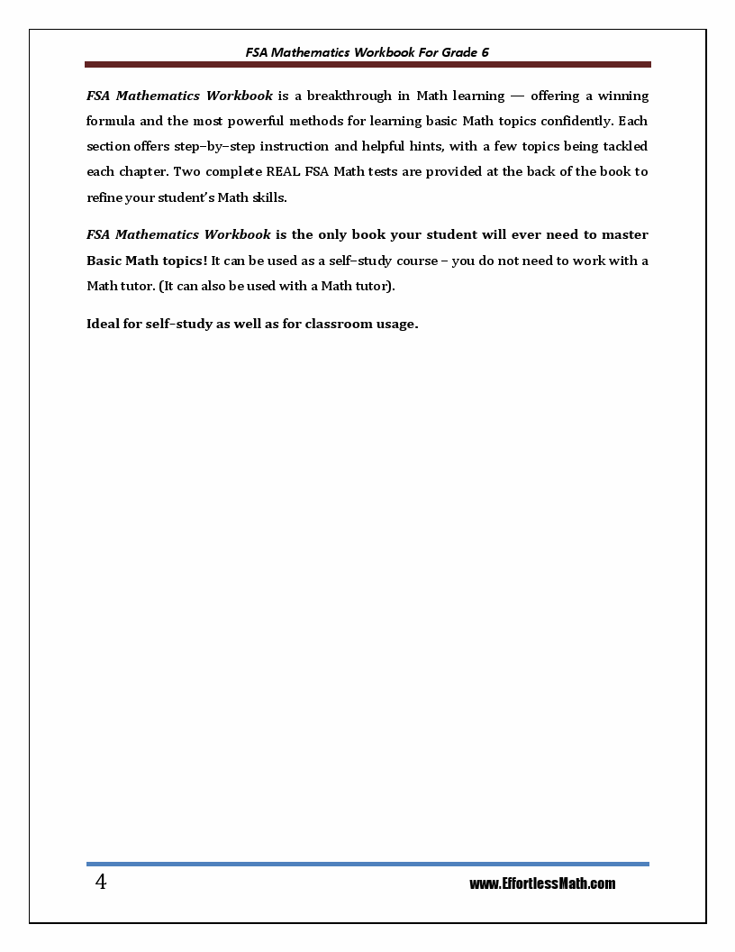 FSA Mathematics Workbook For Grade 6: Step-By-Step Guide to Preparing ...
