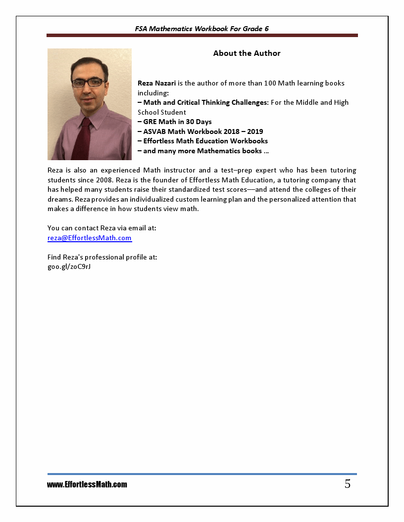 FSA Mathematics Workbook For Grade 6: Step-By-Step Guide to Preparing ...